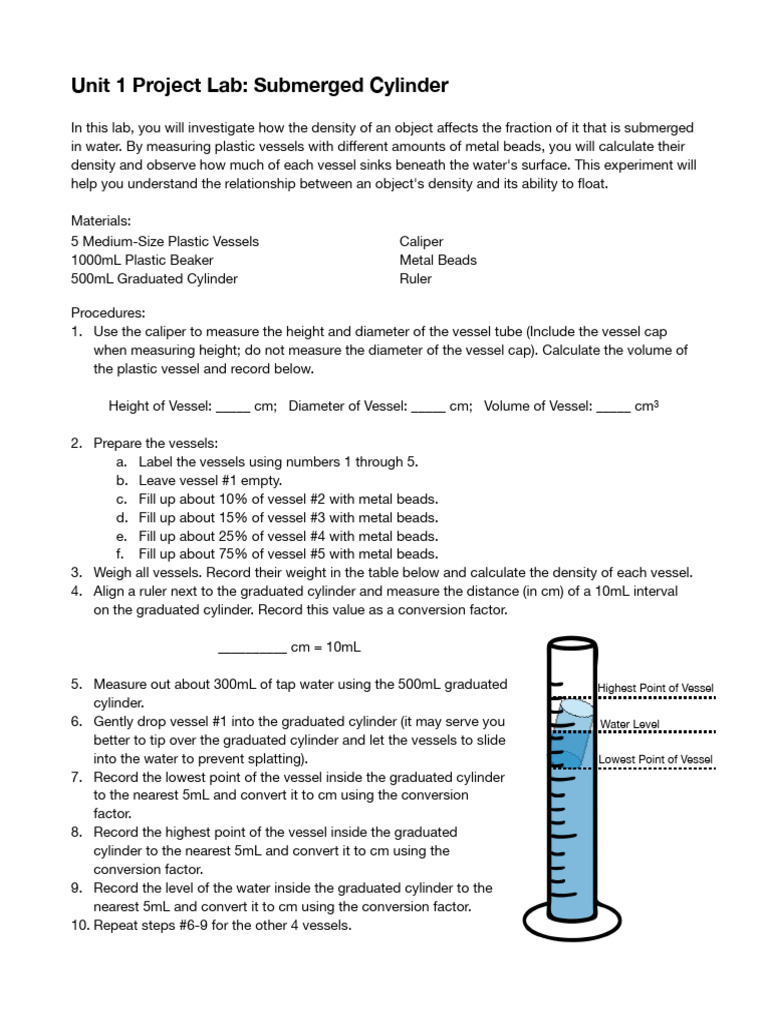 Unit 1 Project Lab | PDF | Volume | Density