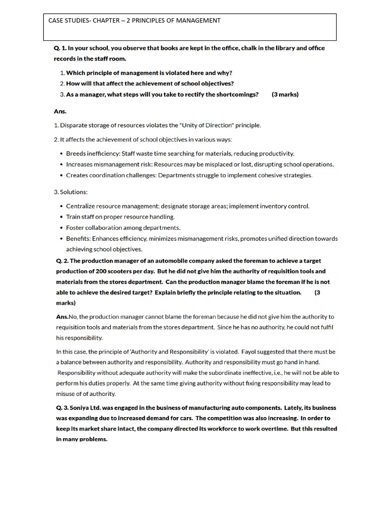 Ch-2-Principles of Management - Case Studies | PDF