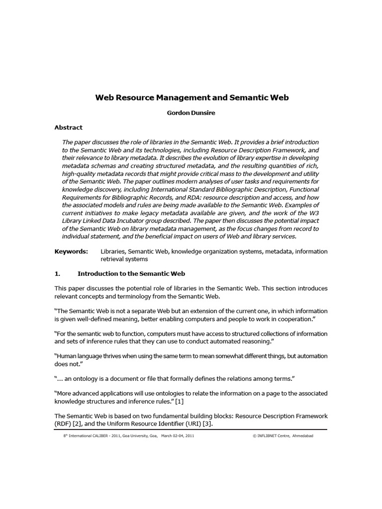 M Dunshire Web Resource Management Sematice Web | PDF | Resource ...
