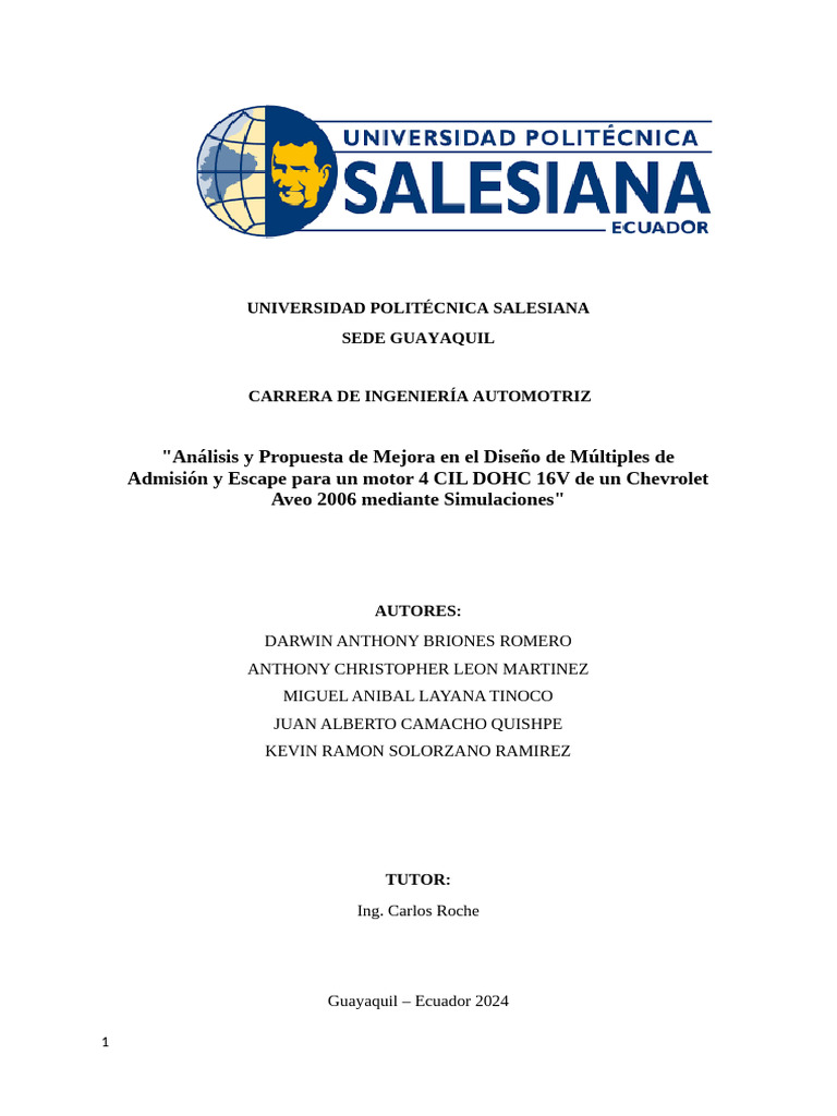 Mejoras Al Sistema Múltiple de Admisión y Escape | PDF | Simulación ...