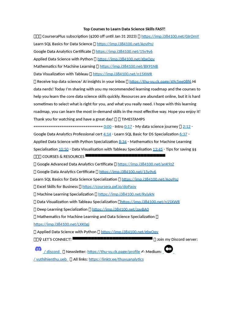 Essential Data Science Courses Guide | PDF