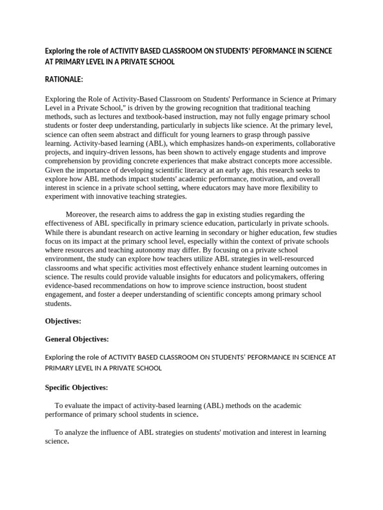 Impact of Activity-Based Learning on Science Performance | PDF ...