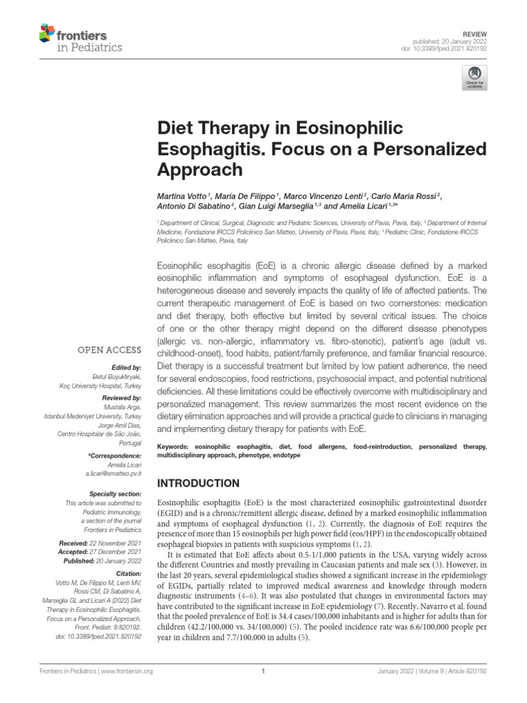 Personalized Diet Therapy for EoE | PDF | Inflammation | Allergy