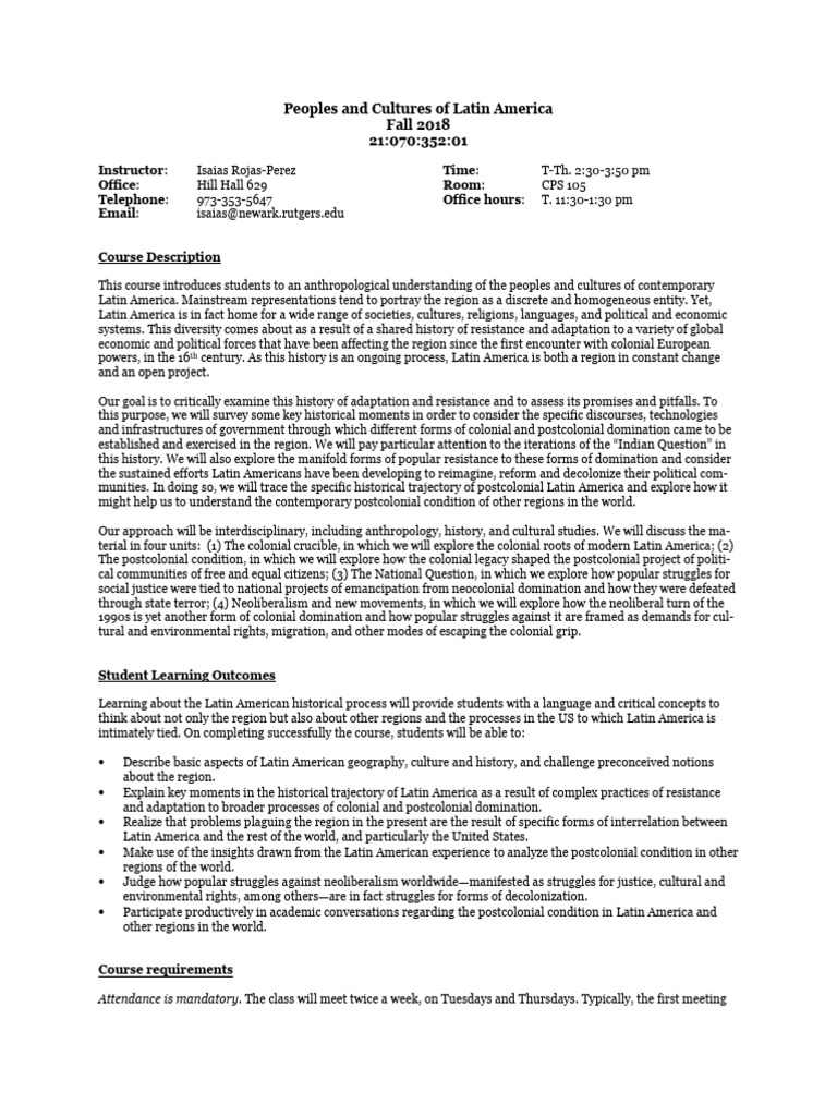 Latin American Cultures Course | PDF | Academic Dishonesty ...