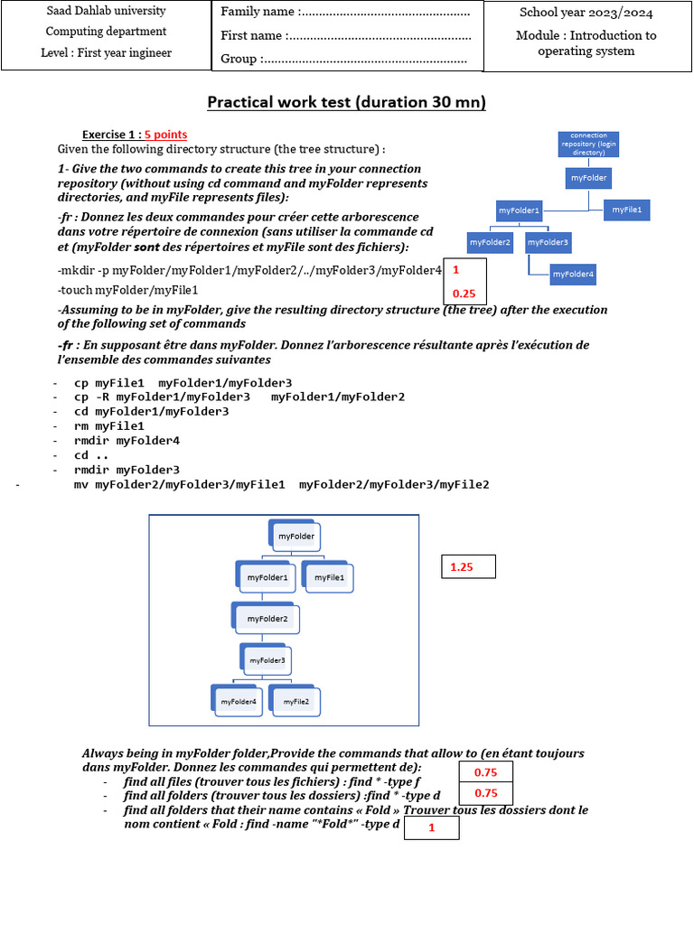 Test Operating-System-Linux 2024 - Correction | PDF | Informatique