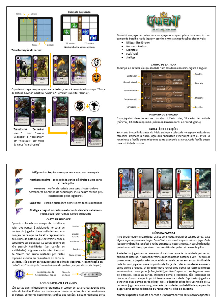 Regras - Gwent | PDF | Cartas de baralho