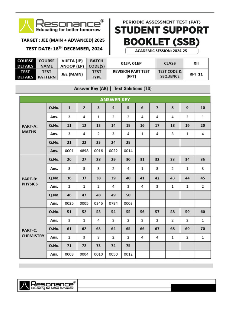 24-PO-1041 Sol. 18-12-24 RPT-11 MPC (01JP) | PDF | Mathematical ...