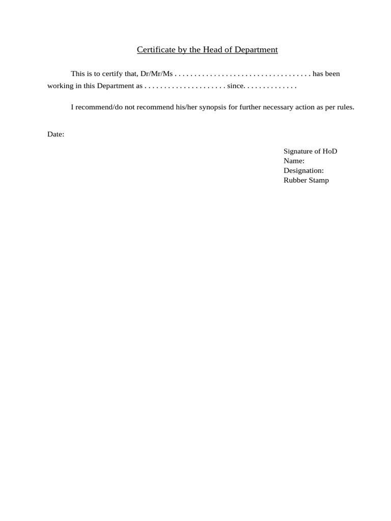 LTRG Certificate by The Head of Department | PDF