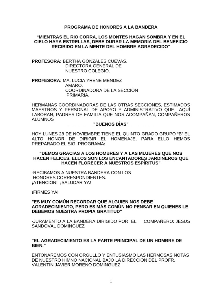 Programa de Honores A La Bandera | PDF