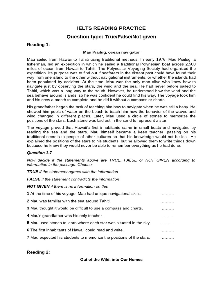 Reading Practice - True - False - NG Question | PDF | Lease | Marketing ...