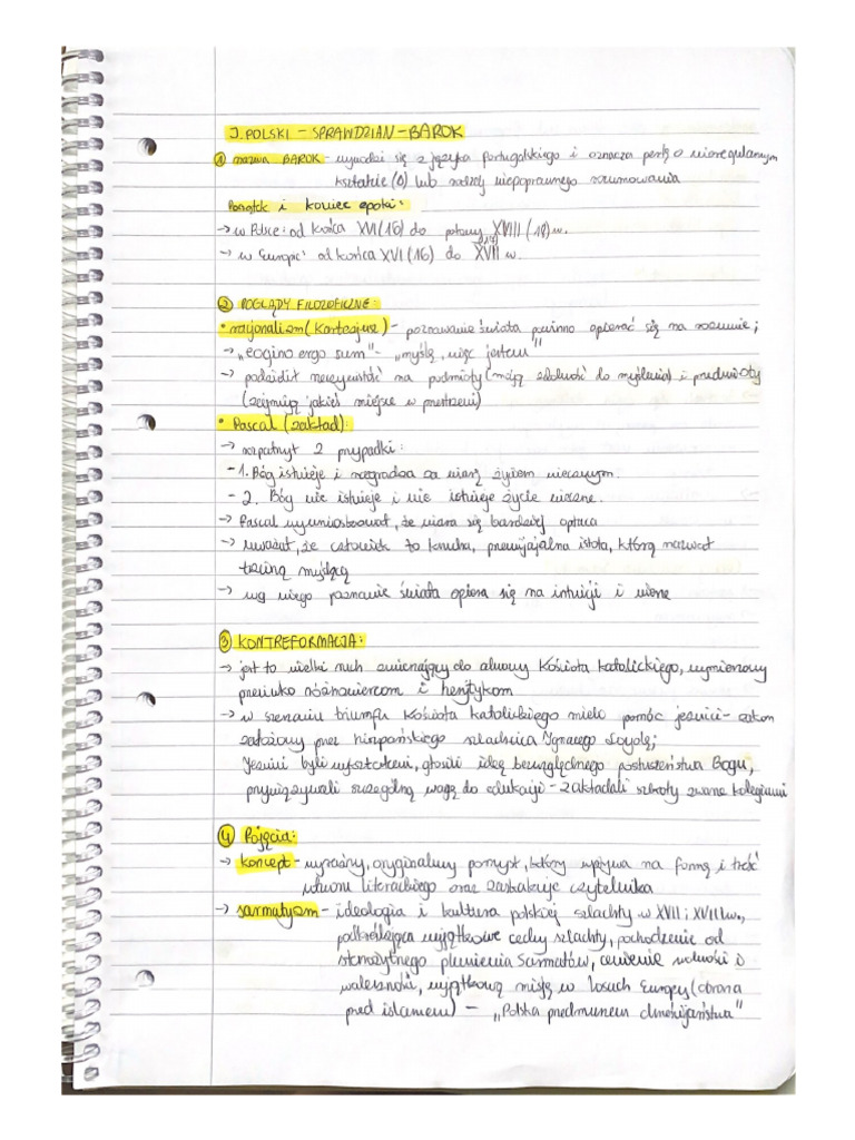 JĘZYK POLSKI - BAROK | PDF