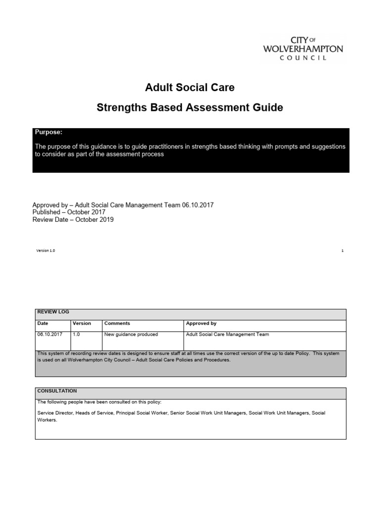 Adult Social Care Strength Based Assessment Guide | PDF | Social Work ...