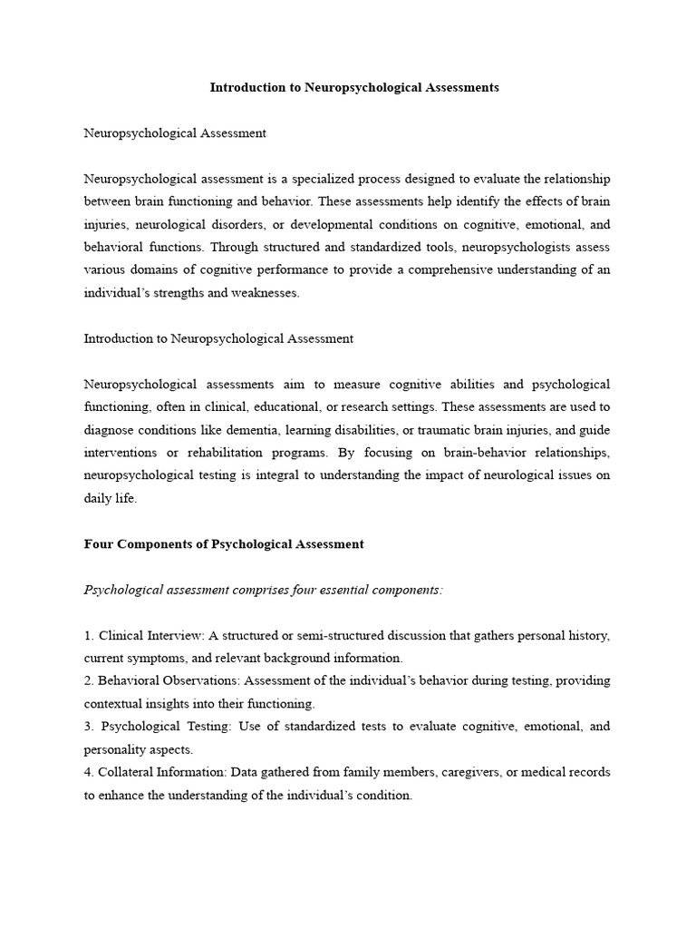 Neuropsychological Assessments | PDF | Neuropsychological Assessment | Neuropsychology