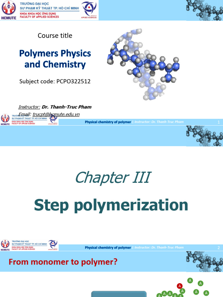 Chapter 3 - Step Growth Polymerization - 05242021 | PDF | Copolymer | Polymerization