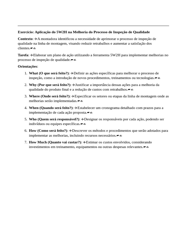 Exercicio 5W2H | PDF