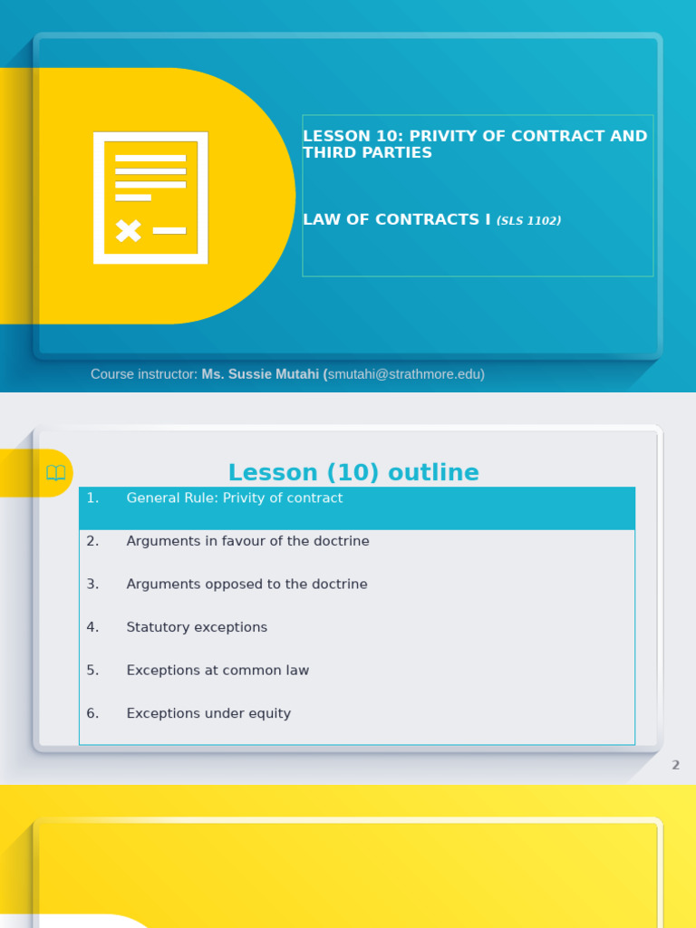 Lesson 10 - Privity of Contract and Third Parties | PDF | Justice ...