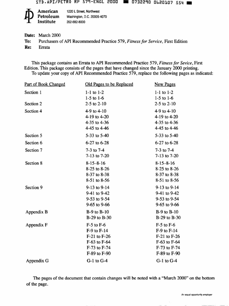 API 579 - Errata 2000 | PDF