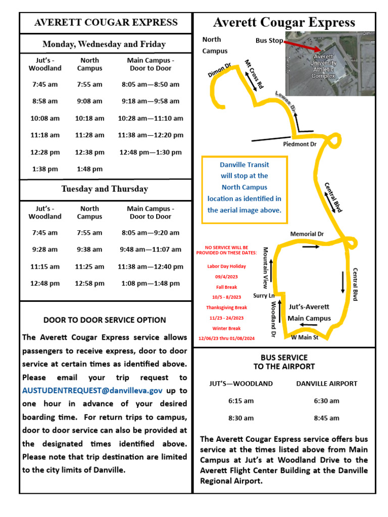 Averett Cougar Express Transit Schedule | PDF | Transport