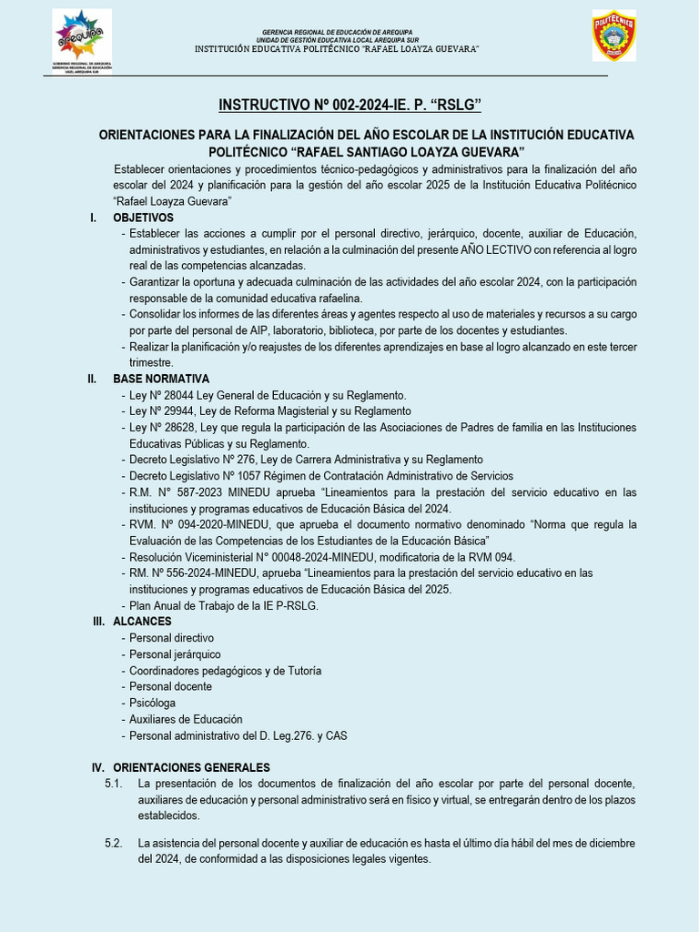 Instructivo Nro 02 Finalización Año 2024 Politécnico | PDF | Evaluación | Enseñando