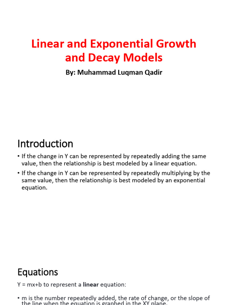 Linear and Exponential Growth and Decay Models | PDF