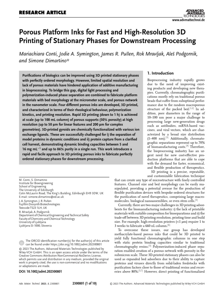 Porous Platform Inks For Fast and High-Resolution | PDF | 3 D Printing ...