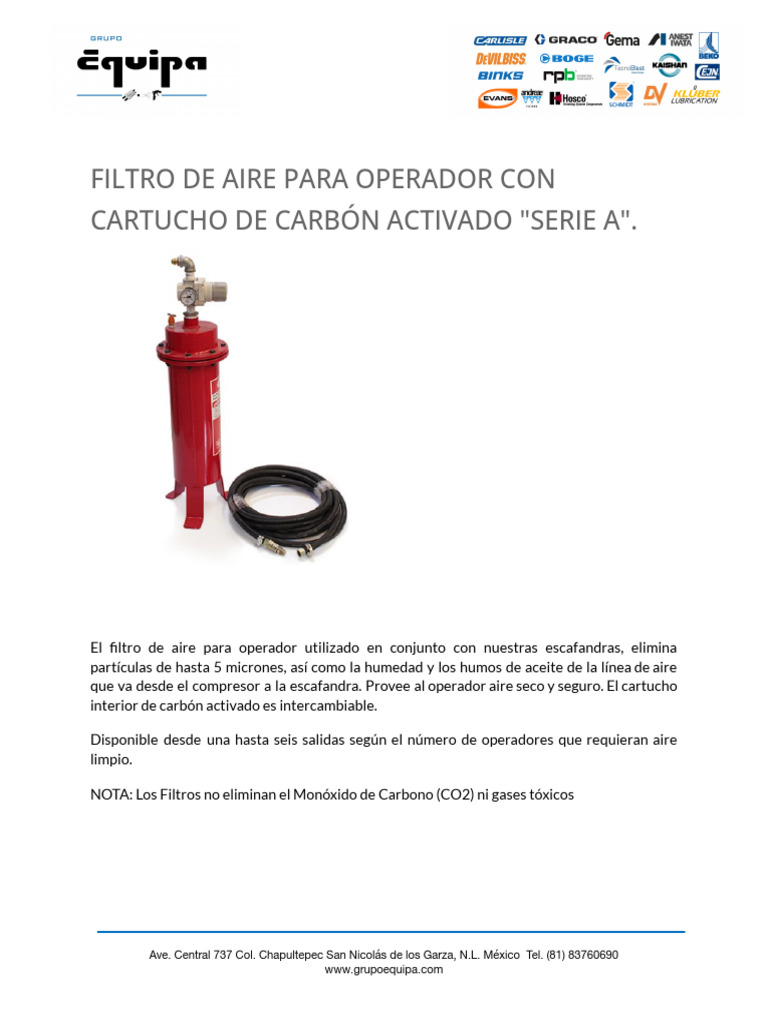 Ficha Tecnica Filtro Respirable Serie A | PDF