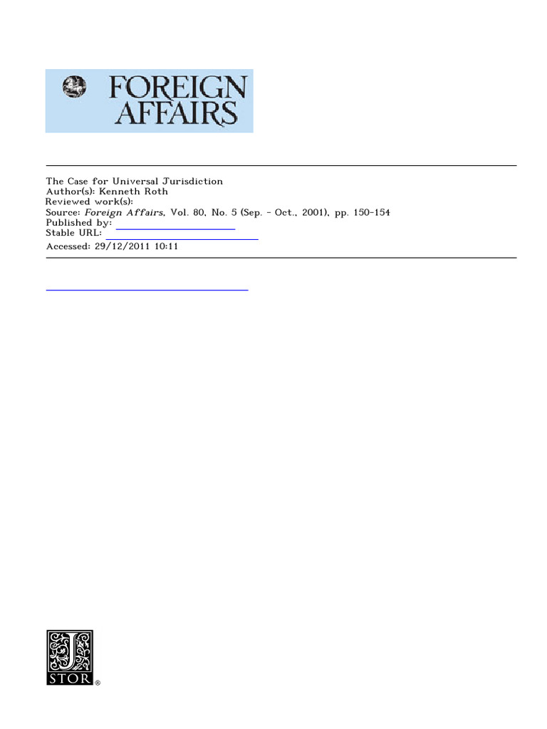 Roth - Universal Jurisdiction | PDF | Jurisdiction | Prosecutor