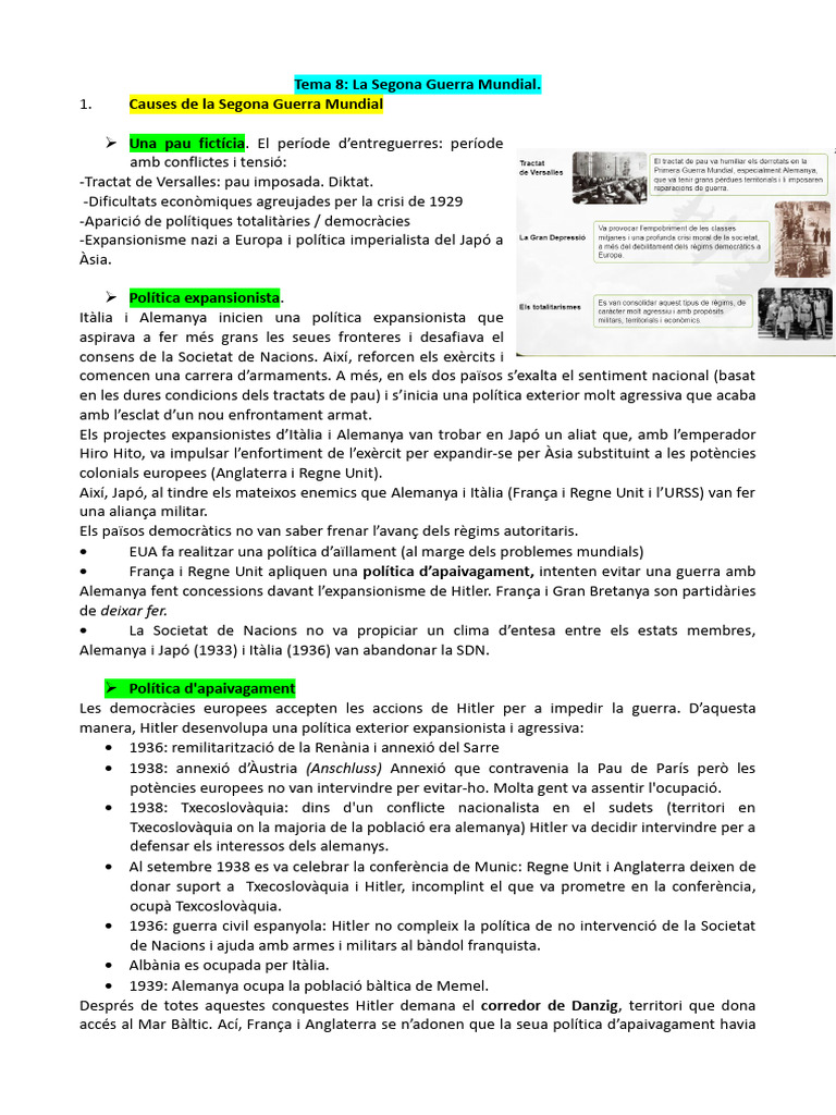 Tema 8.LA IIGM (Apunts) | PDF