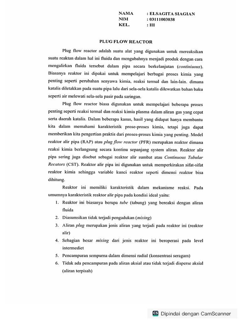 Plug Flow Reactor | PDF