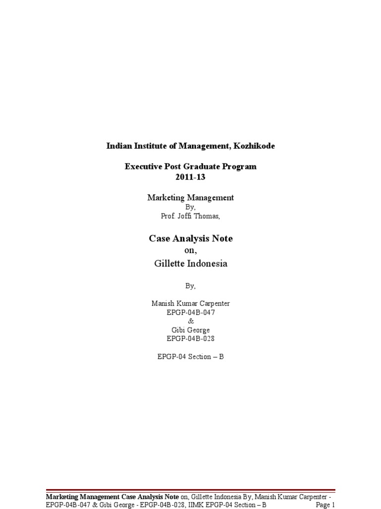 GI - Case Analysis Note-1 15.01 | PDF | Razor | Indonesia