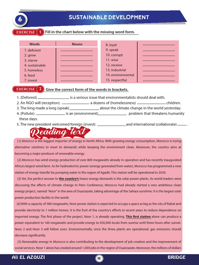 Reading Comprehension 1 Sustainable-Development-2bac | PDF | Renewable ...