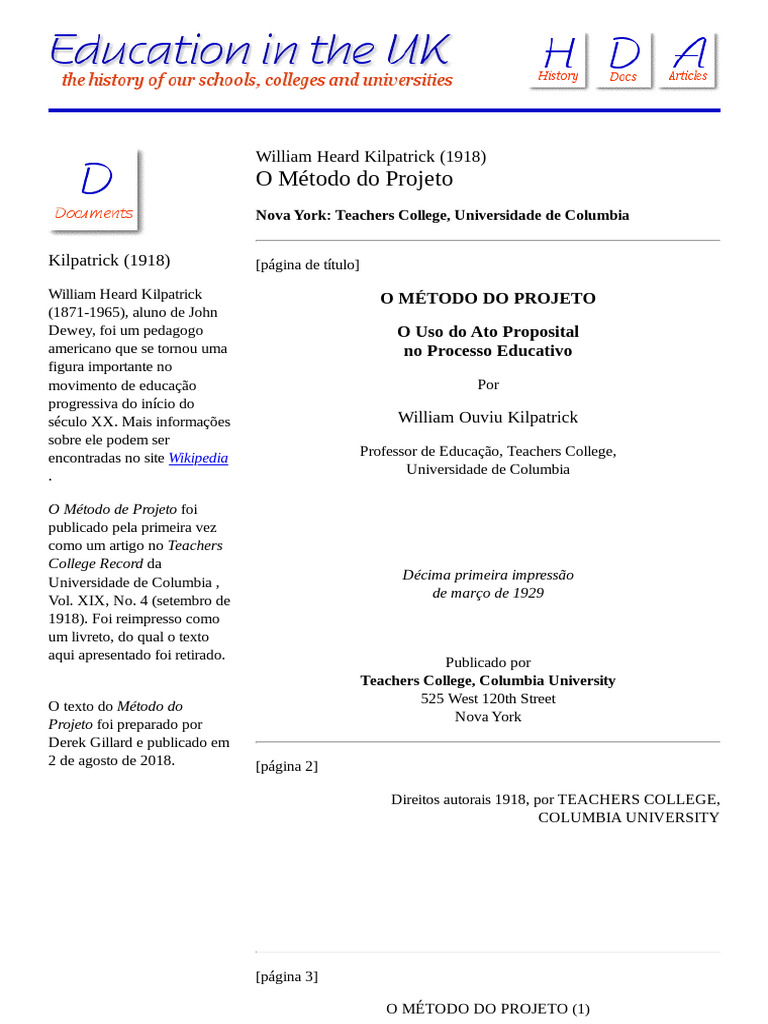 Método de Projeto de Kilpatrick | PDF | Sociologia | Vida