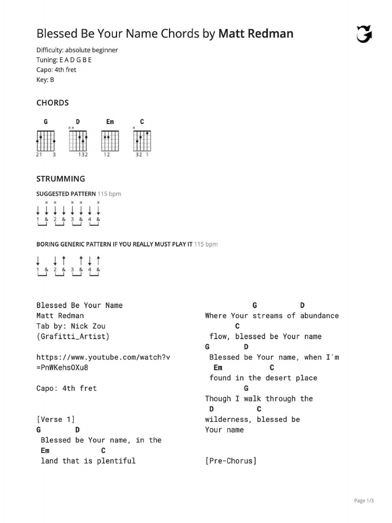 blessed be your name chords (1) | PDF
