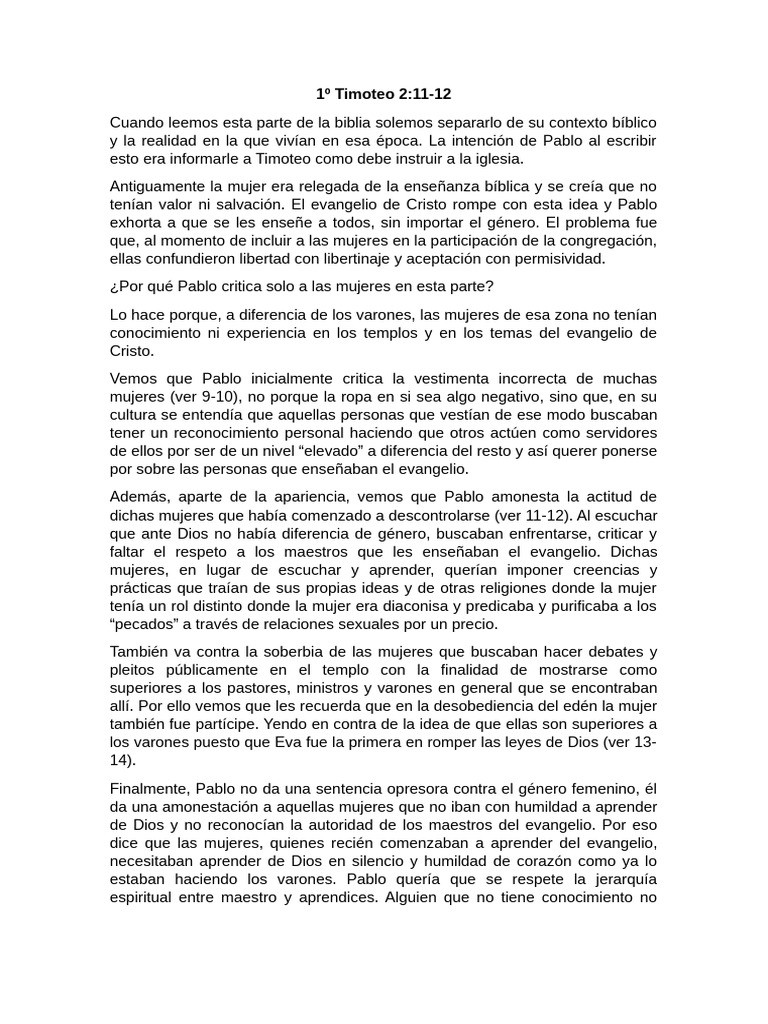 1º Timoteo 2 | PDF | Pablo el apóstol | Cristo (título)