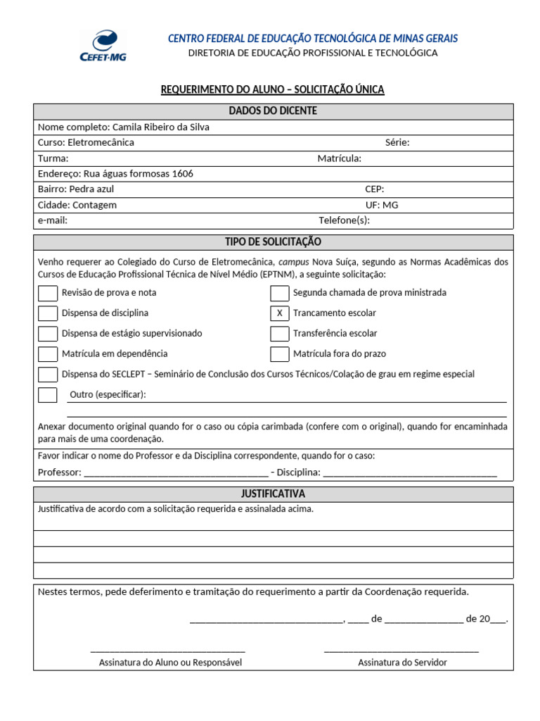 Cópia de Formulário - Requerimento-do-aluno | PDF