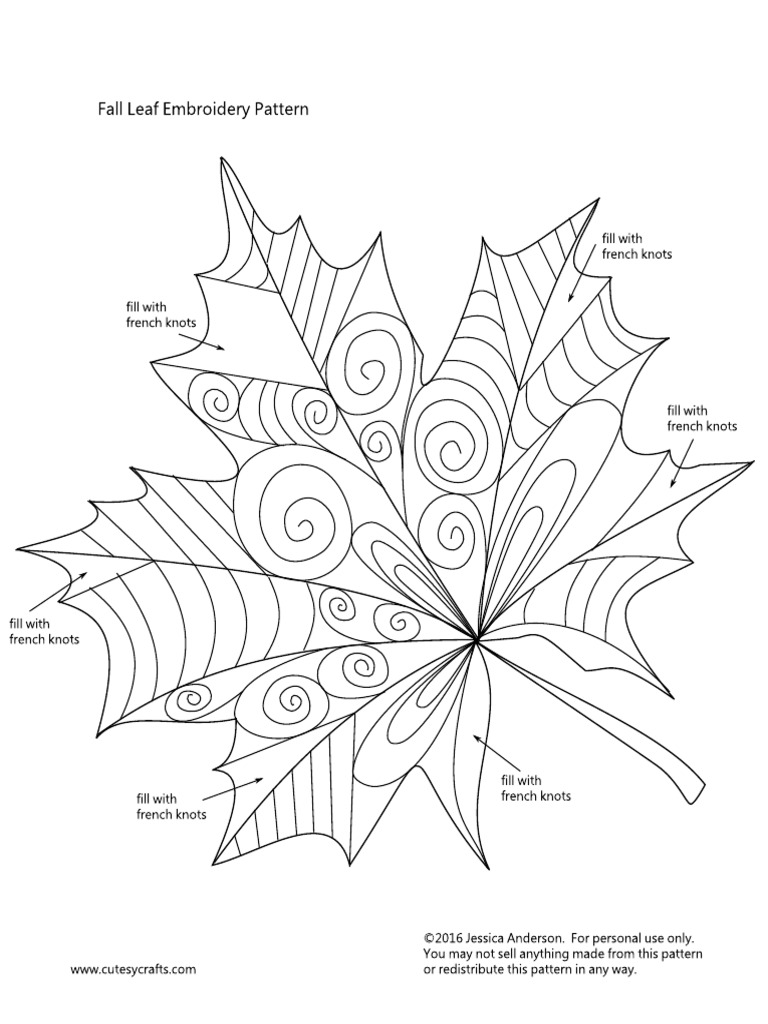 Leaf Embroidery Pattern | PDF