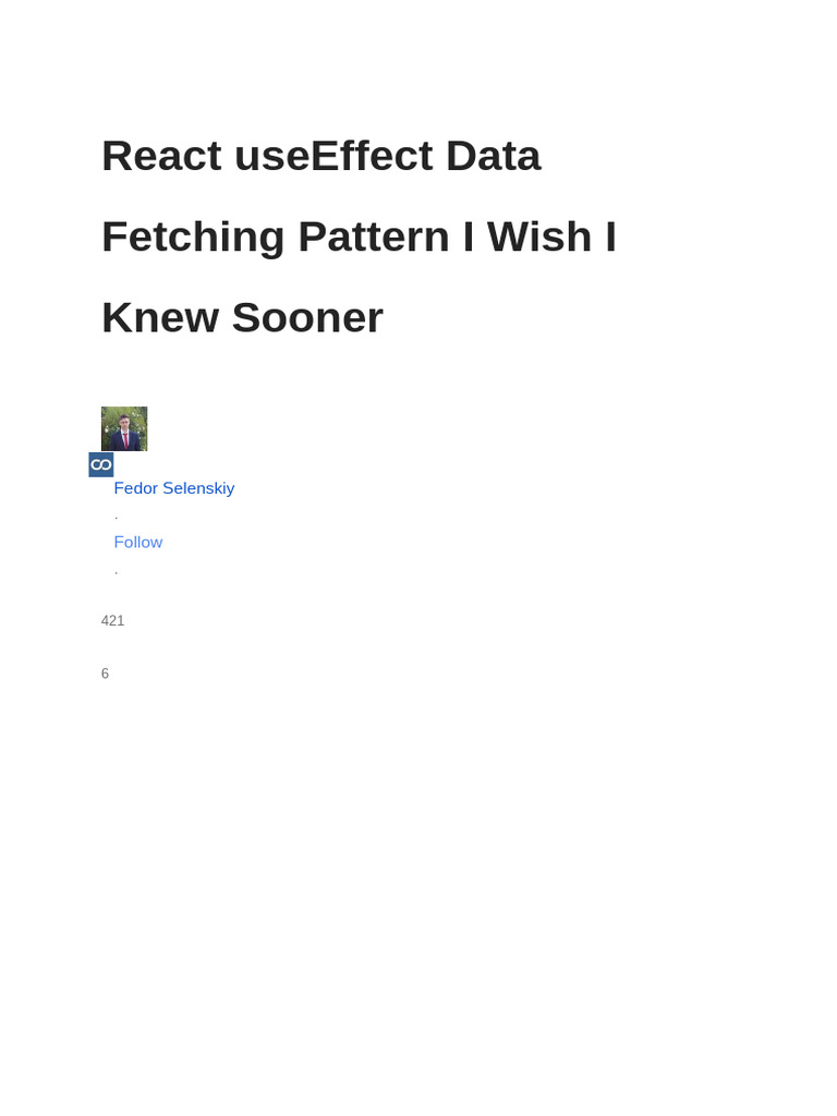 React useEffect Data Fetching Pattern I Wish I Knew Sooner | PDF | Software Development ...