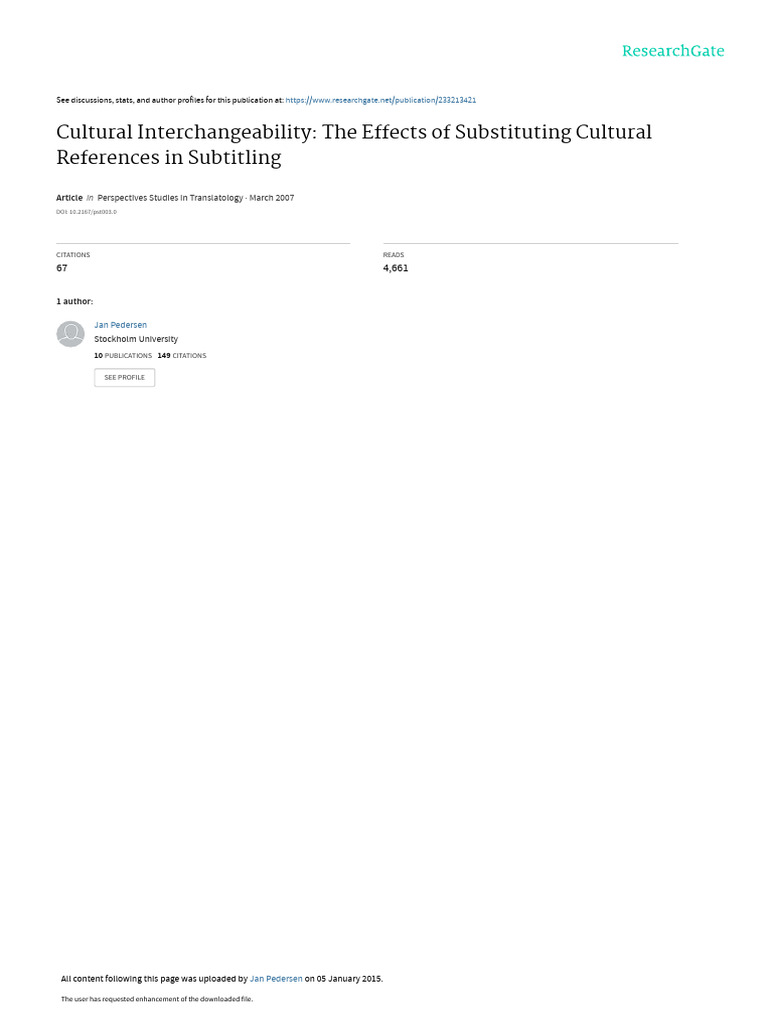 Cultural Substitution in Subtitling | PDF | Translations | Scandinavia
