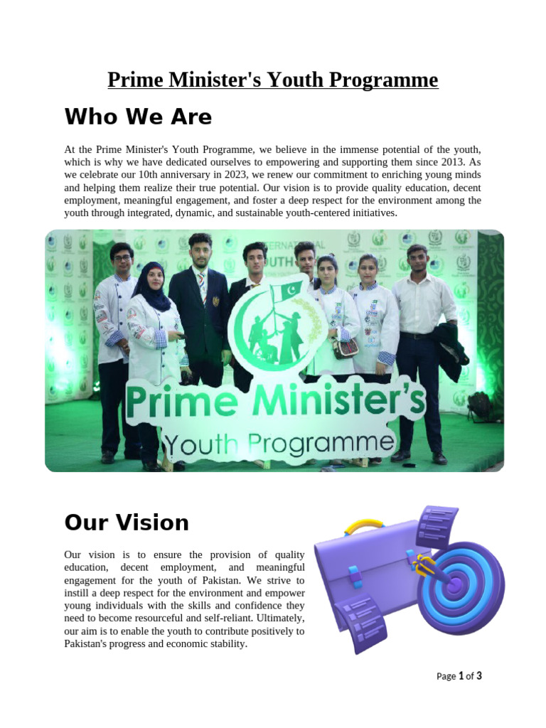 Prime Minister Youth Program Brief | PDF | Economies