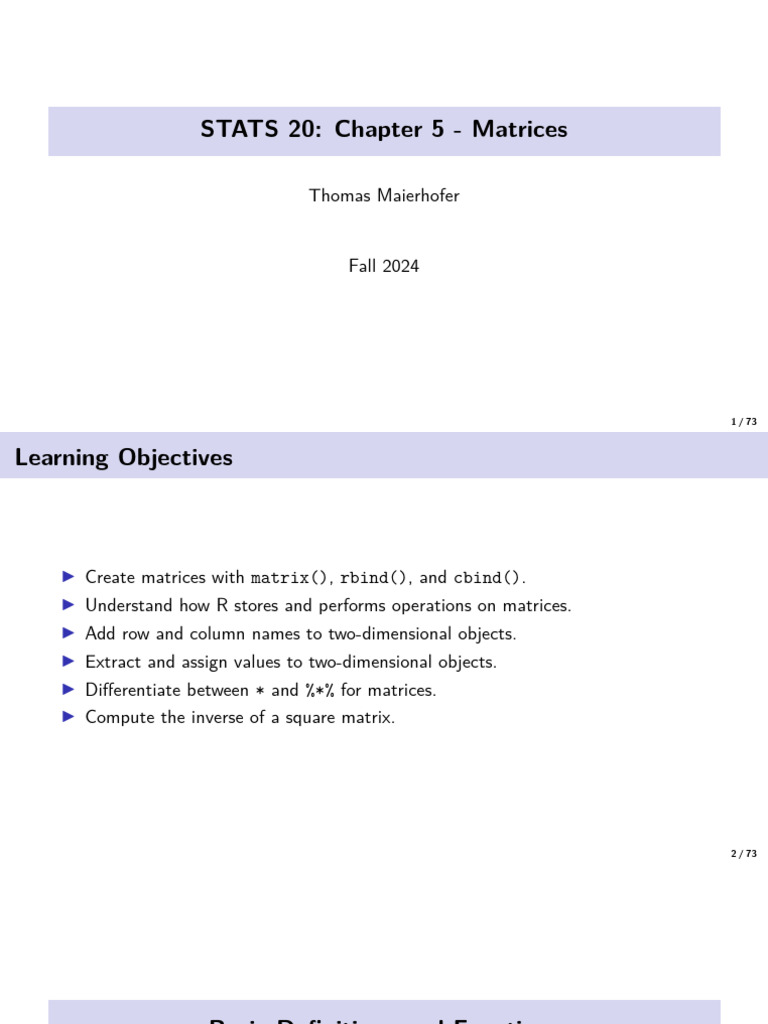 Chapter-5-slides | PDF | Matrix (Mathematics) | Function (Mathematics)