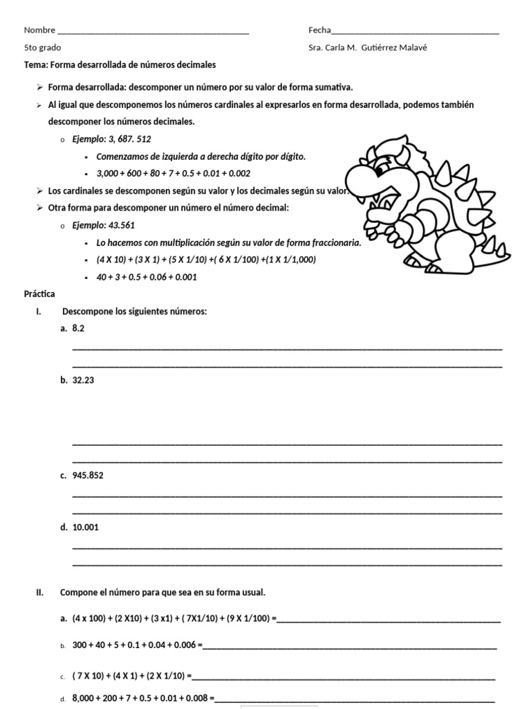 Descomposición de Números Decimales | PDF | Aritmética | Números