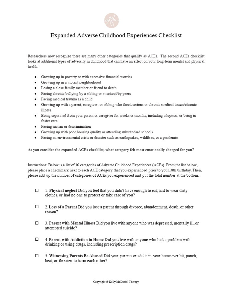 Kelly McDaniel Expanded ACE Questionnaire 2 | PDF | Child Abuse | Family