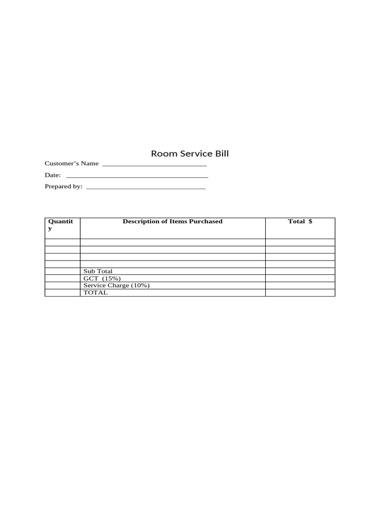 Dining Room Bill | PDF