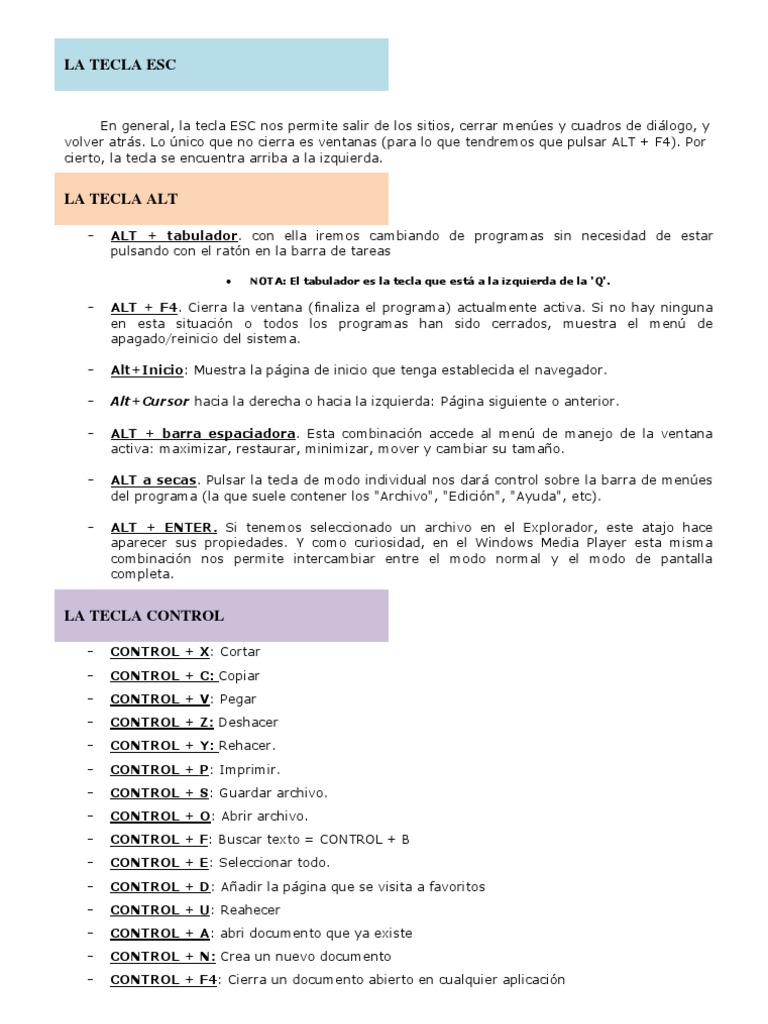 Atajos Teclado Sistema Pdf Interfaces Gráficas De Usuario Ventana