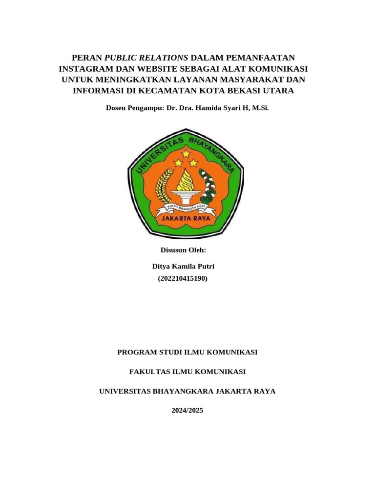 2 - Lap. Proposal Magang - Ditya Kamila Putri | PDF