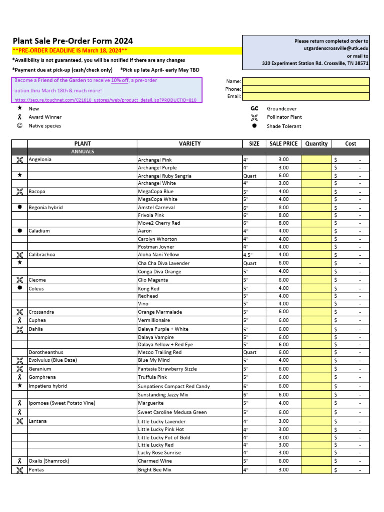 2024 PreOrder Form (1) | PDF | Plants