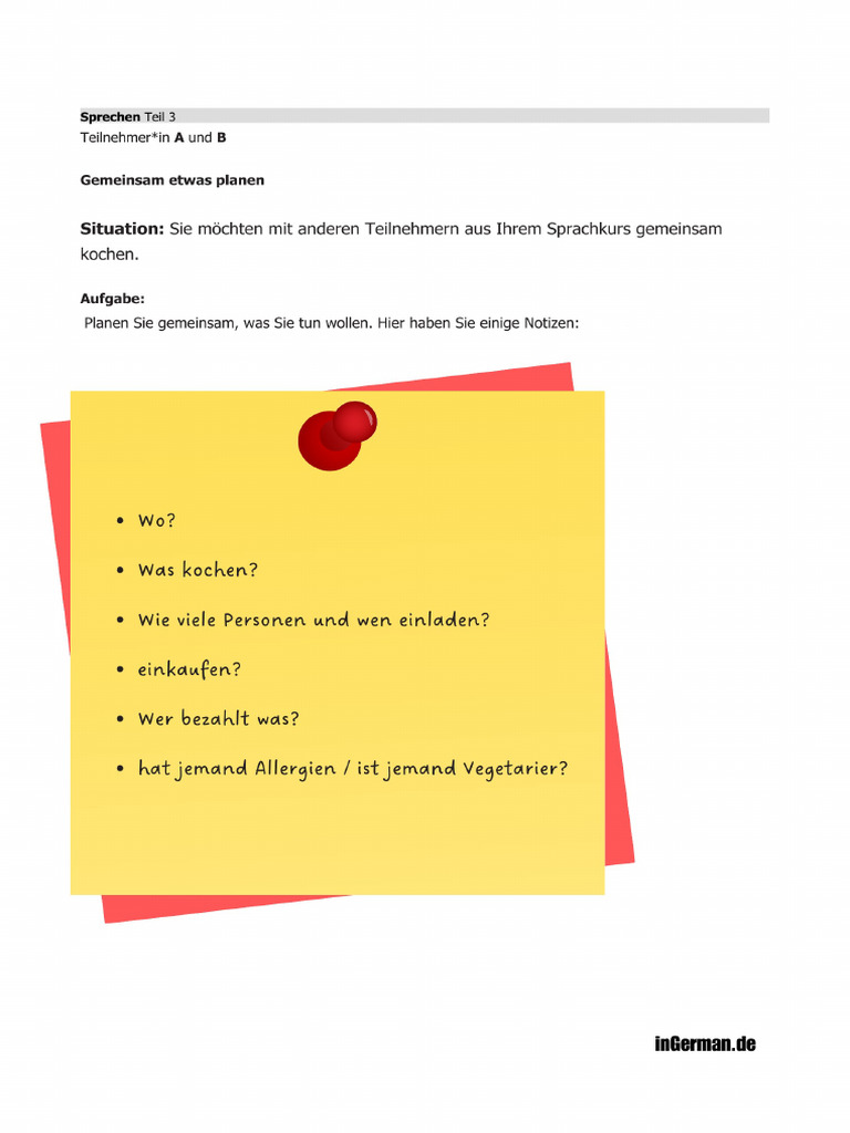 DTZ Teil 3 Gemeinsam Kochen 2 | PDF