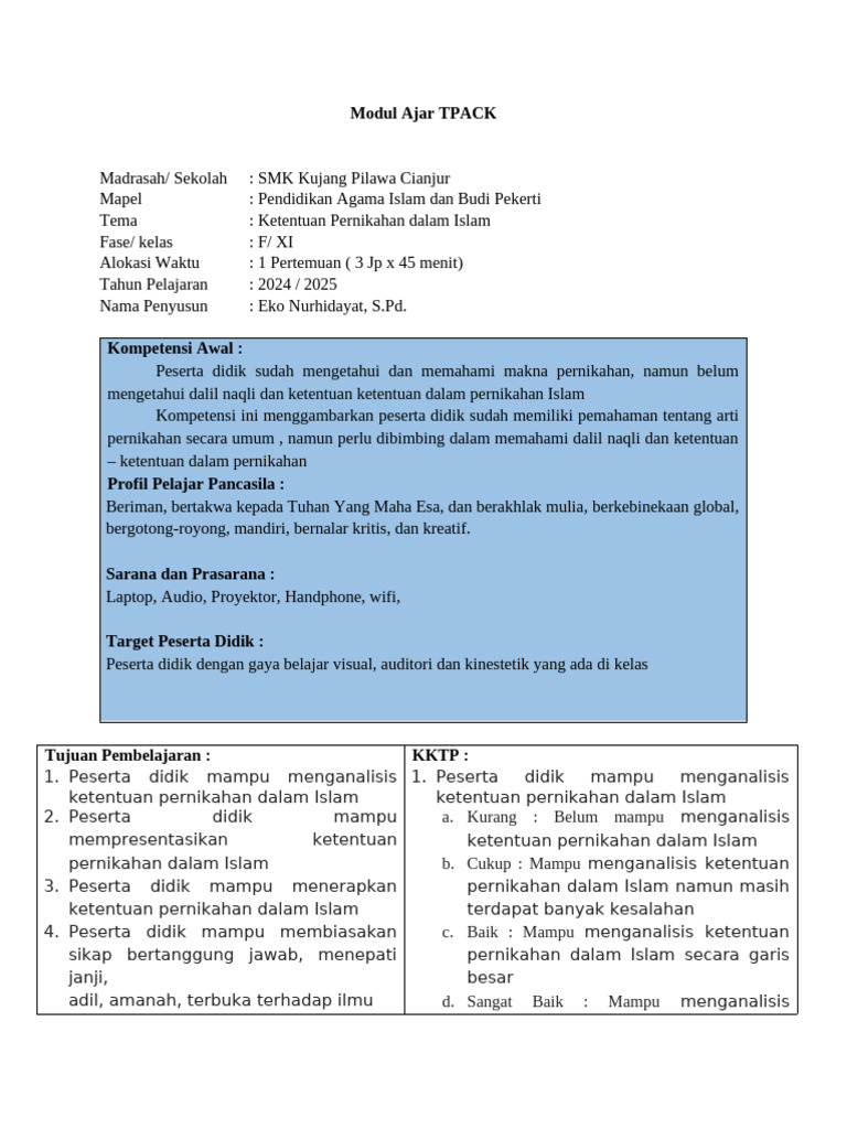 Modul Ajar TPACK | PDF