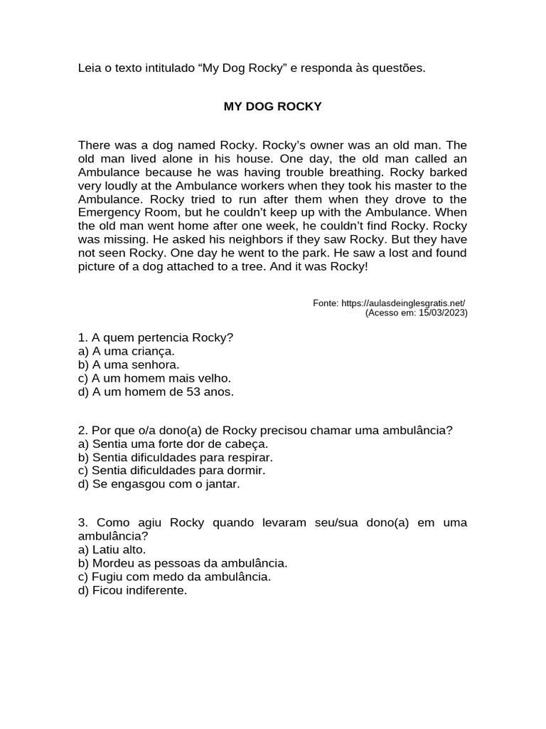 Texto em Ingles Passado Simples | PDF