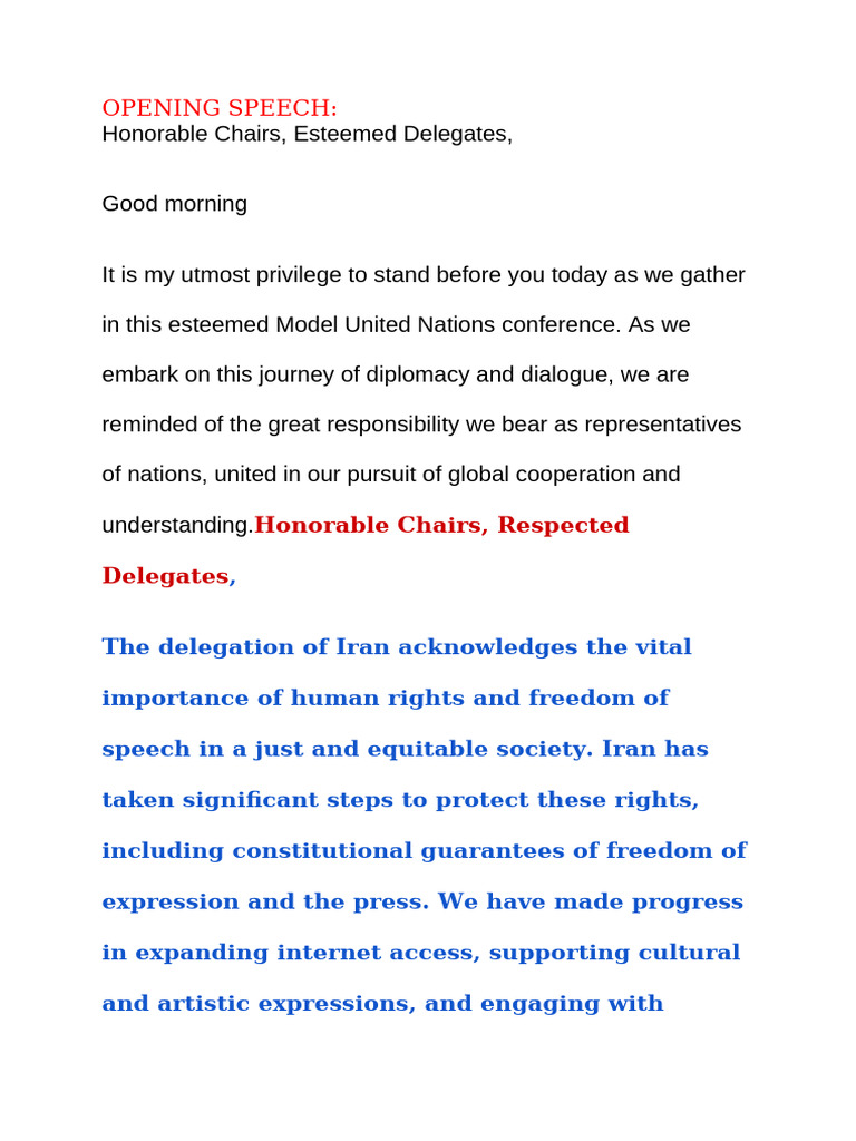 Opening Speech | PDF | Human Rights | Freedom Of Speech